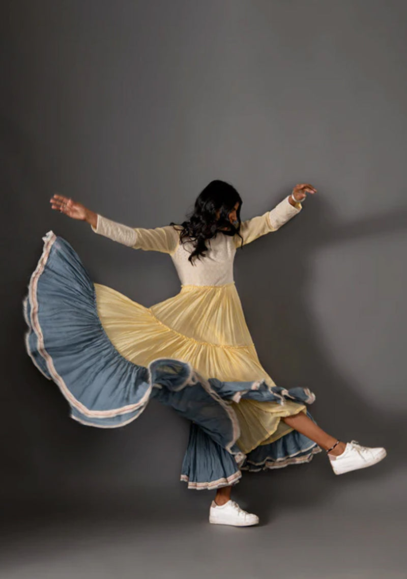 Yellow & Grey Malmal Dress | Buy Women Clothing