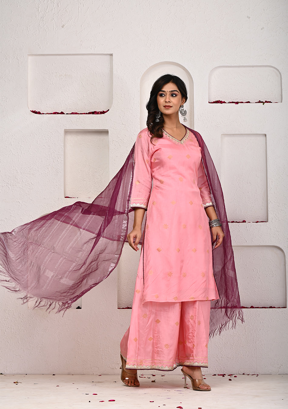 Blush Pink Suit Set with Dupatta