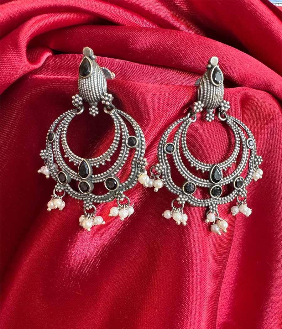Ebony Chand Bali | Buy Silver Plated Earrings