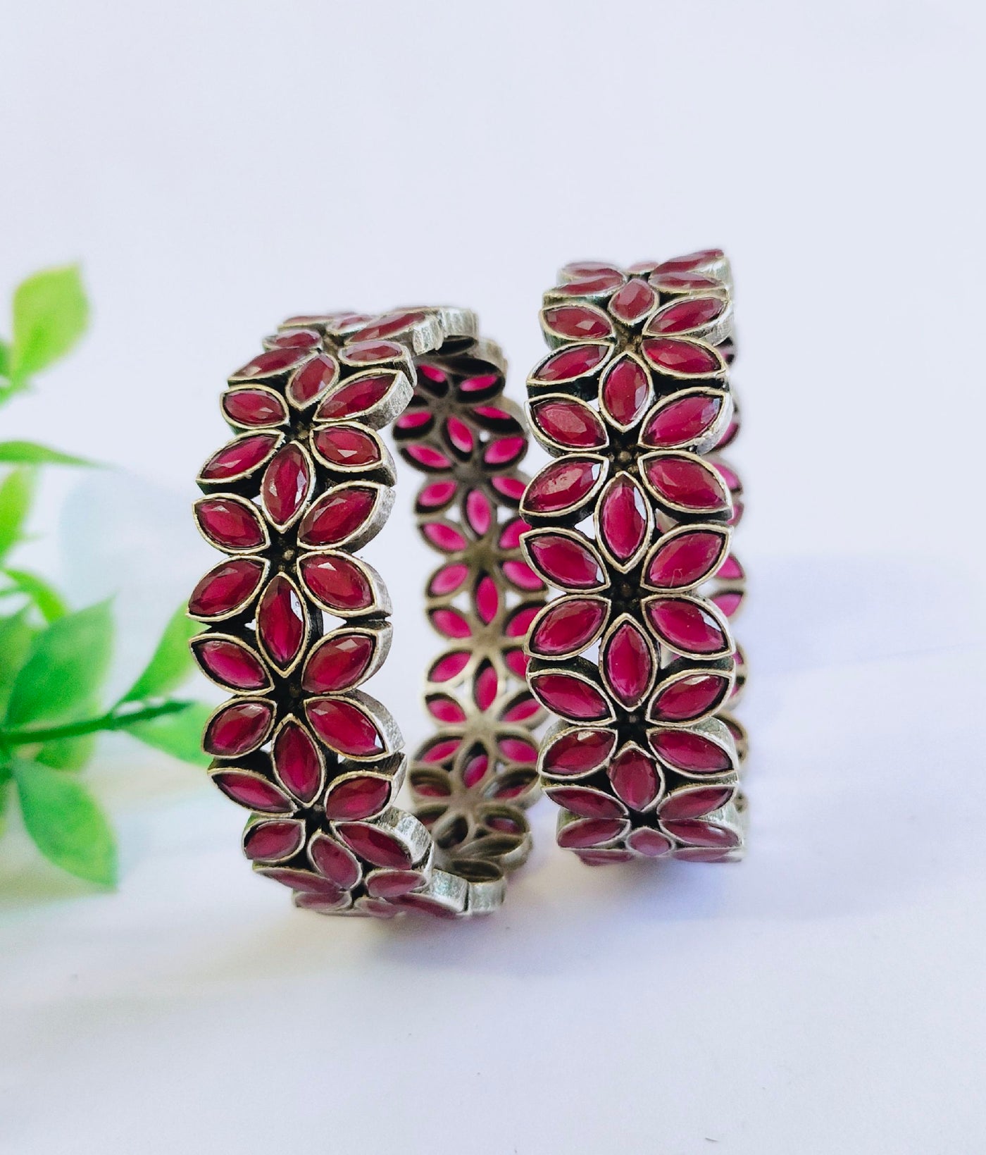 Crimson Radiance Bangles | Buy Silver Plated Bangles