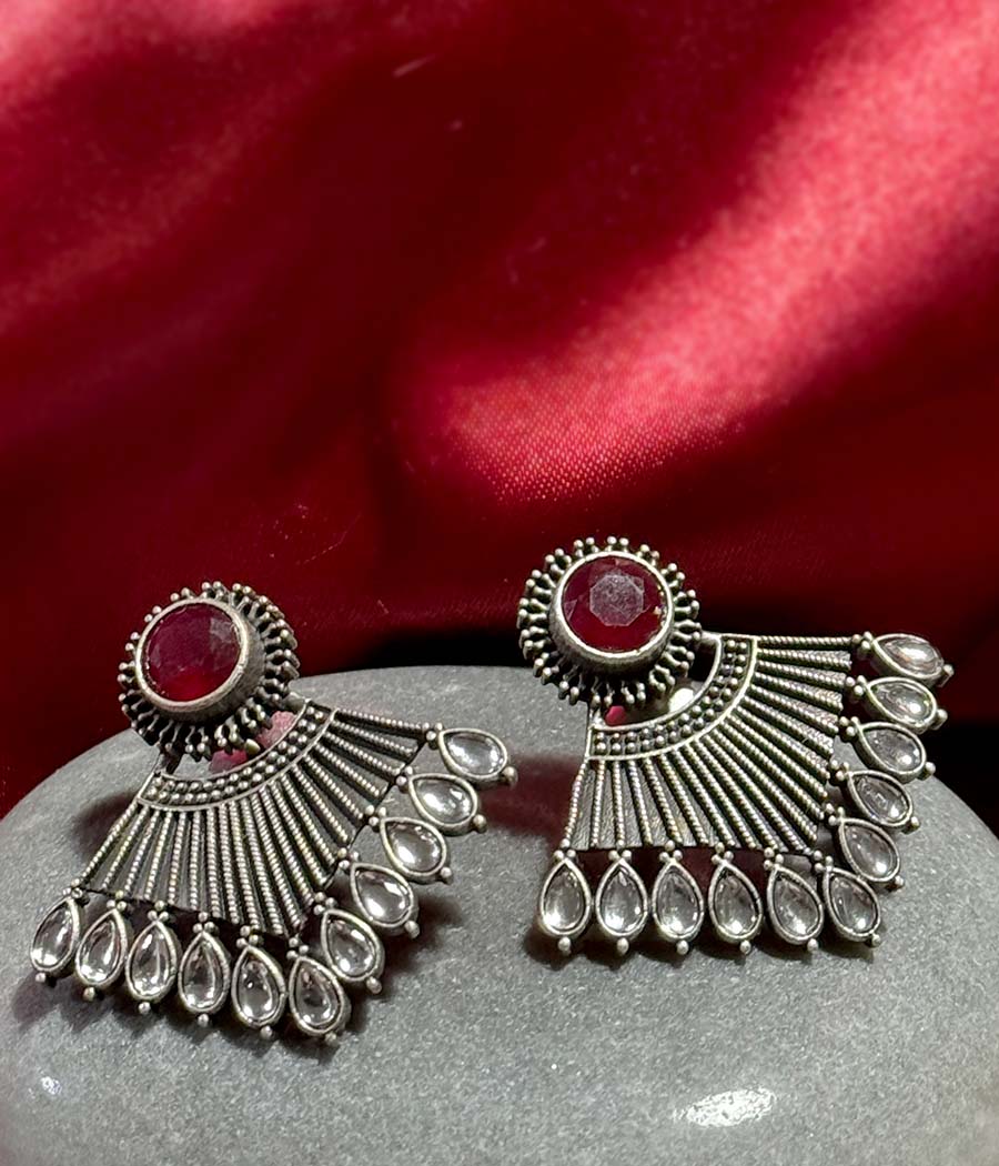 Red Whispering Wind Studs | Buy Silver Plated Earrings