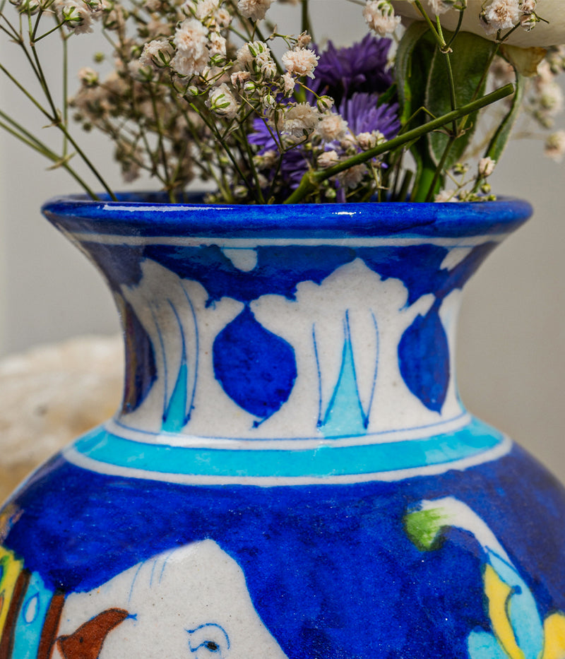 Buy Blue Pottery Elephant Matka Vase Online | Blue Pottery Online
