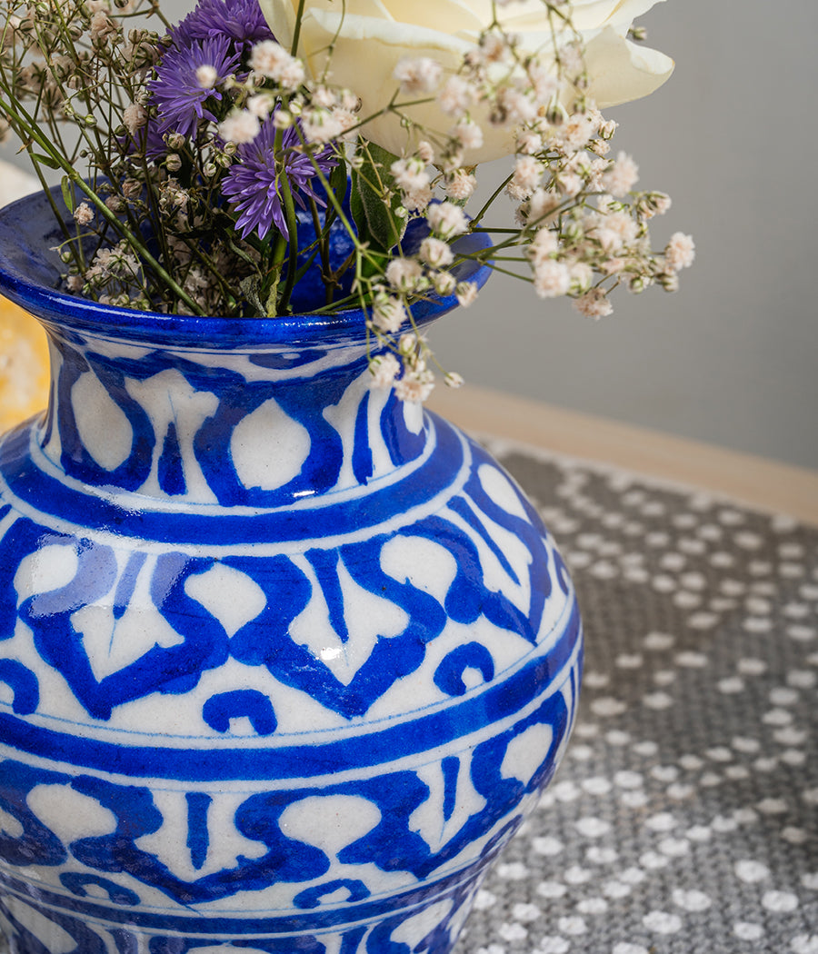 Buy Blue Pottery White Matka Vase Online | Blue Potter Online