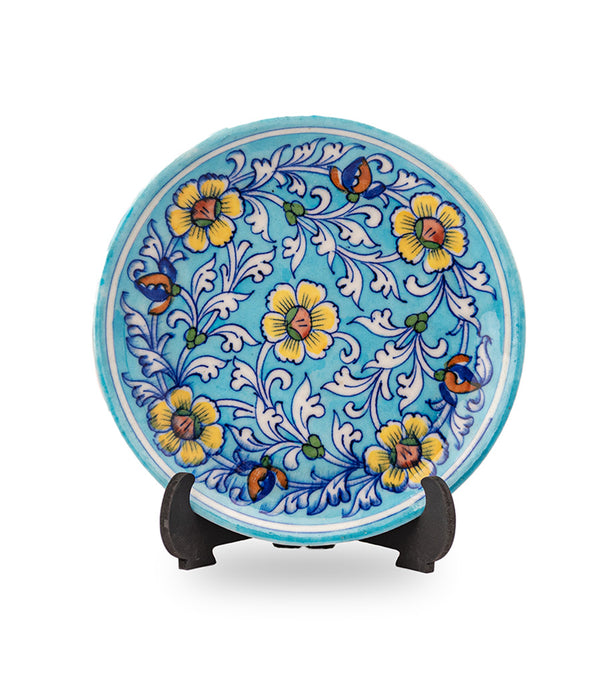 Multicoloured Blue Pottery Decorative Plate