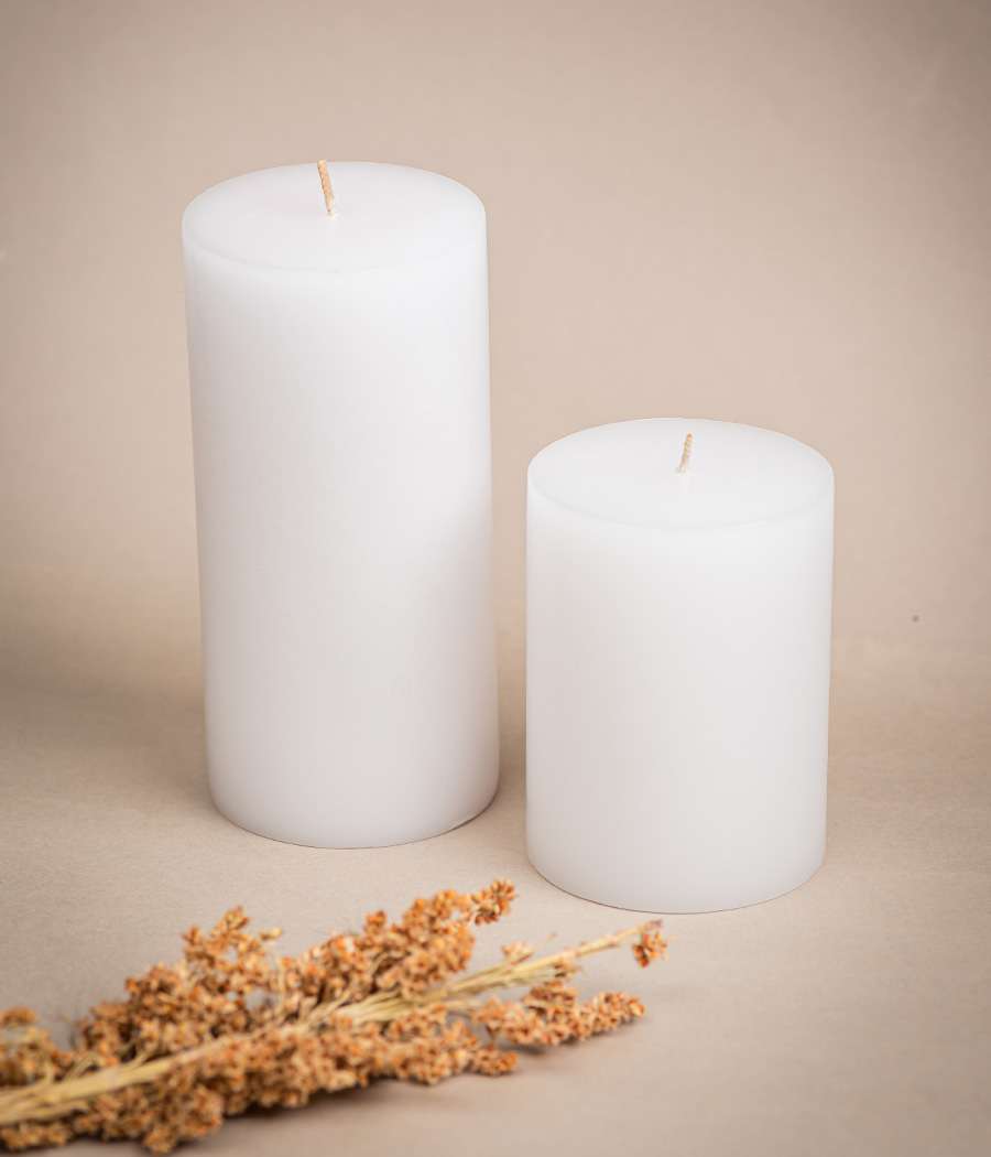 Buy Ivory Pillar Wax Candle Set of 2 Online