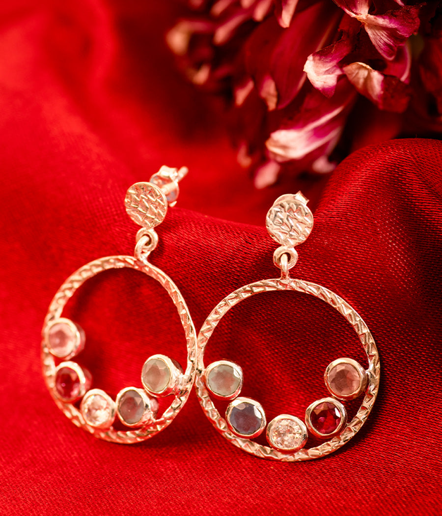 Buy 5-Gem Loop Silver Earrings Online | 925 Earrings Online